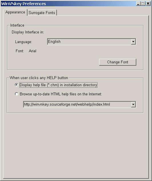C WinVNkey Preferences